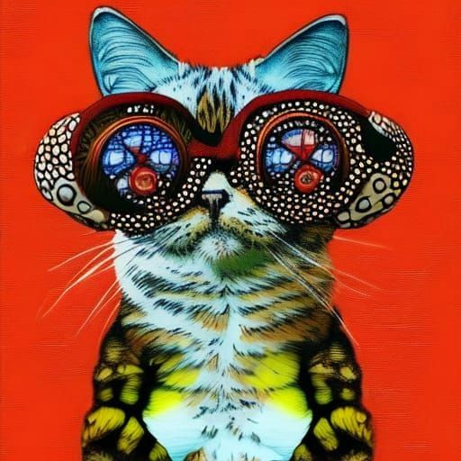 cat in mushroom goggles - AI Generated Artwork - NightCafe Creator