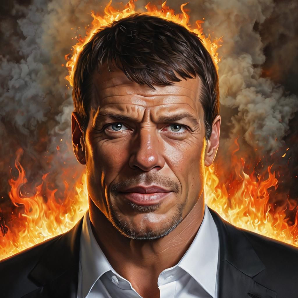 Tony Robbins portrait, man of fire! - AI Generated Artwork - NightCafe ...