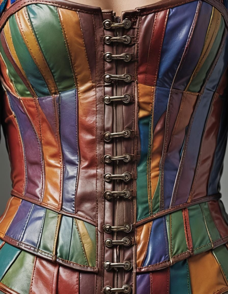 Rainbow leather corset - AI Generated Artwork - NightCafe Creator