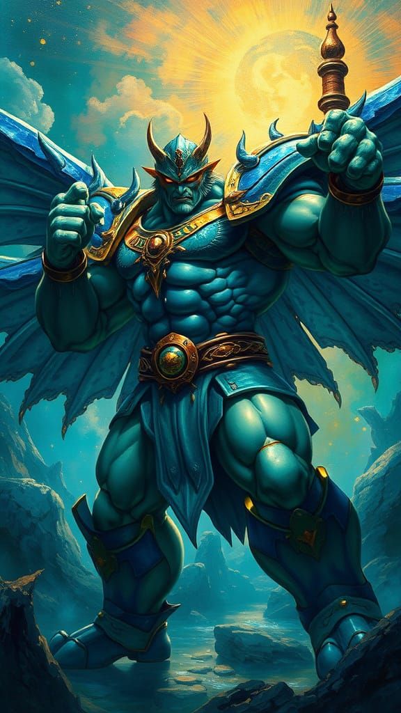 Goliath Fighter Resolute Studio Ghibli complementary colors deep color ...