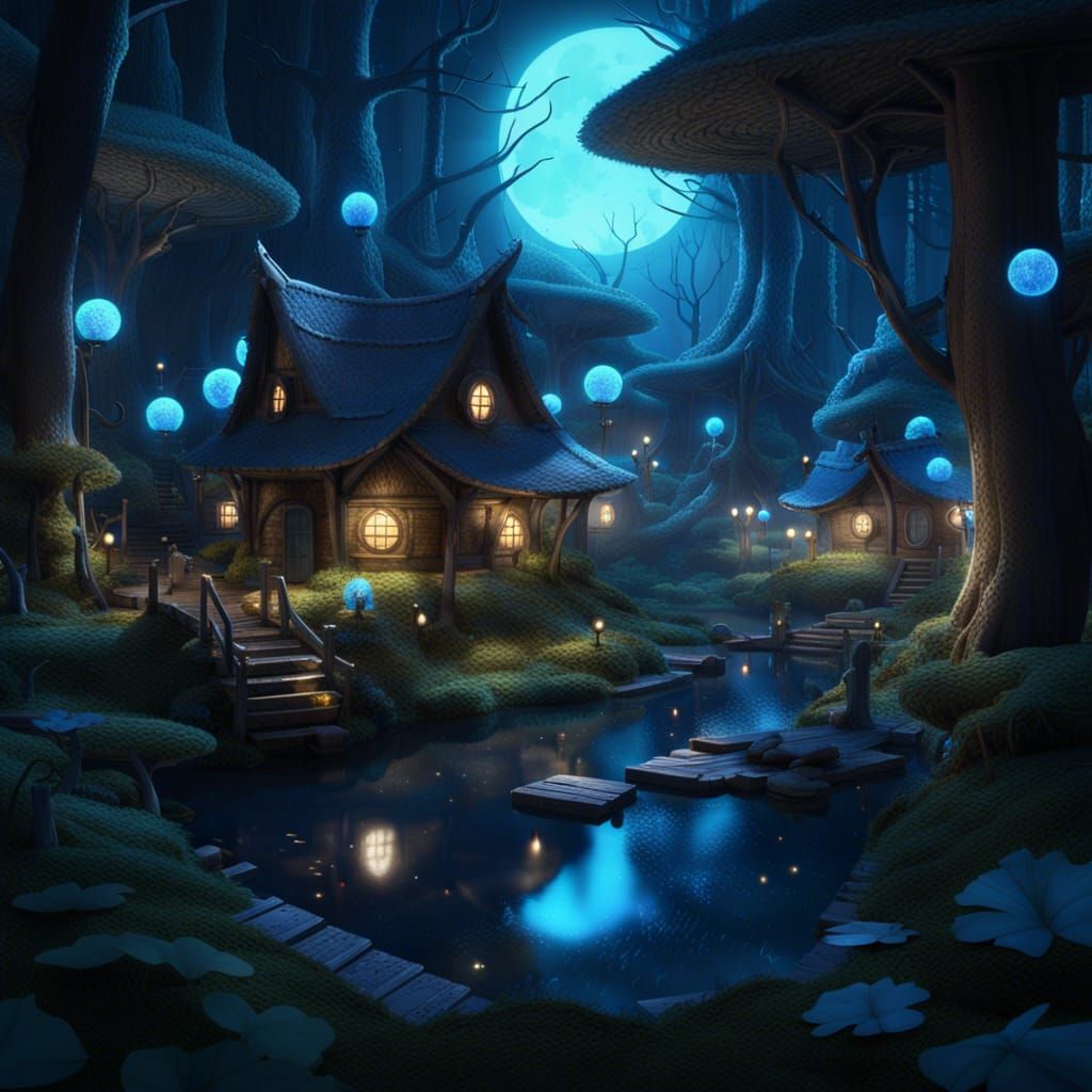 Fae Village - AI Generated Artwork - NightCafe Creator