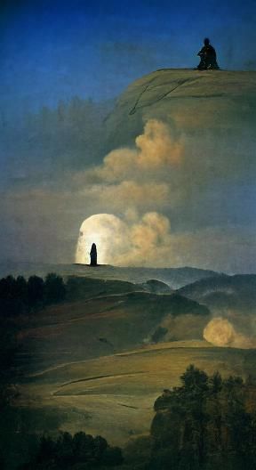 Distant figure lit by moonlight Caspar David Friedrich - AI Generated ...