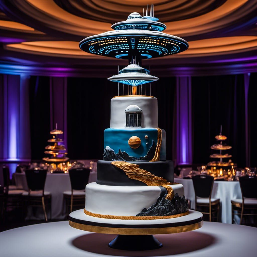 Wedding cake for couple fascinated by UFOs and space - AI Generated ...