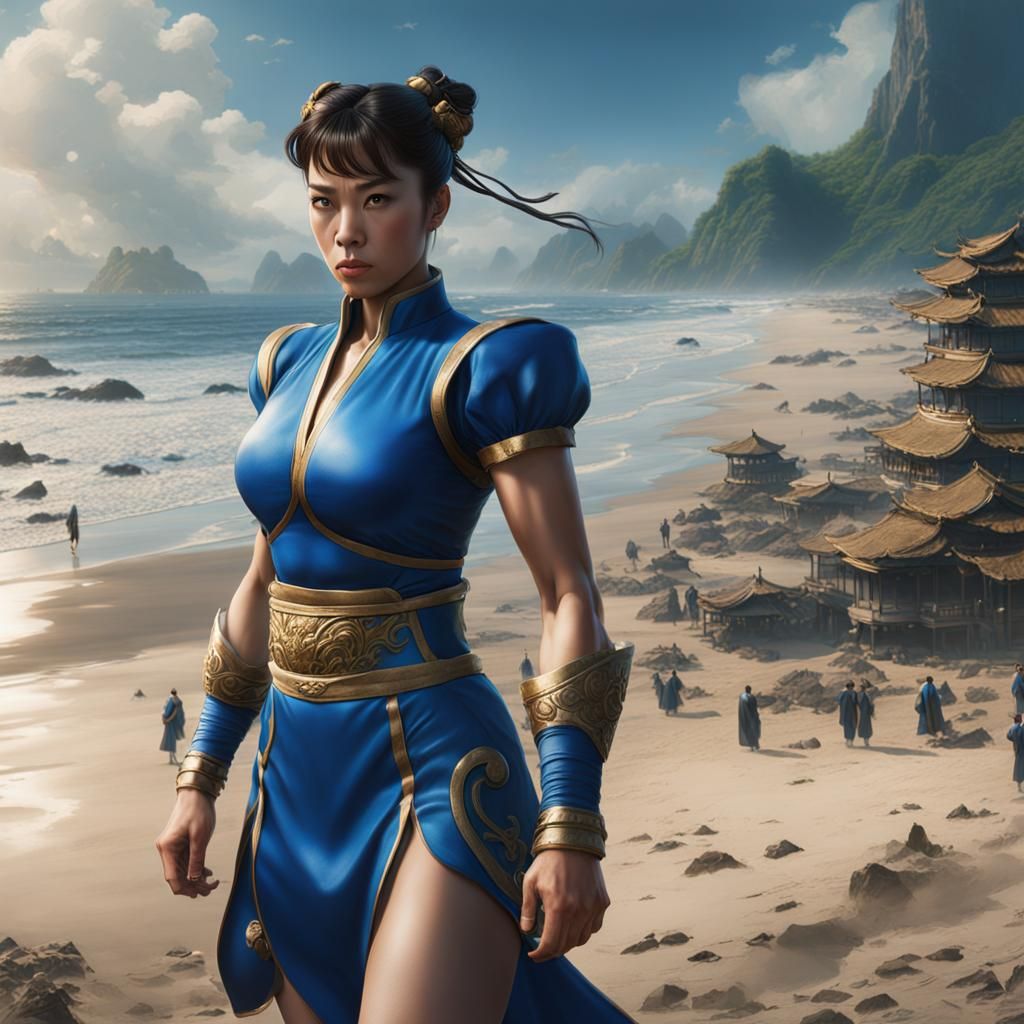 Chun Li at the beach - AI Generated Artwork - NightCafe Creator