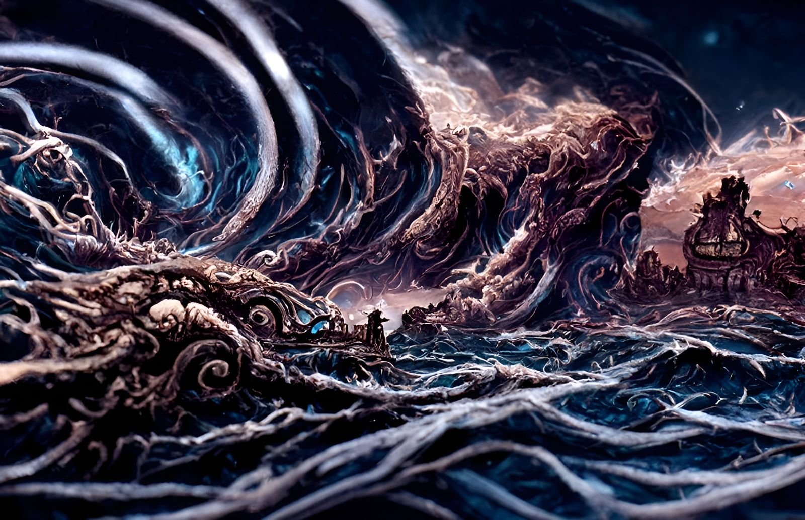 A Beautiful Depiction of An Ocean Maelstrom, Digital Matte Illustration ...