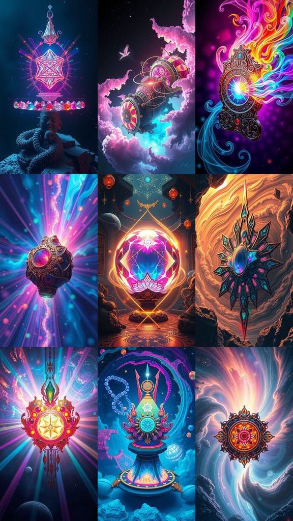 Ethereal Cosmic Device in Vibrant Prismatic Colors - AI Art