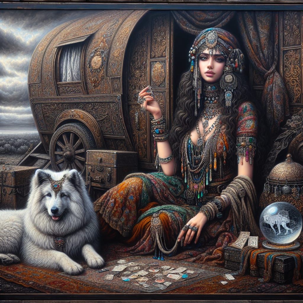 Gypsy life - Vintage Gypsy Girl in Exotic Attire with Crysta...