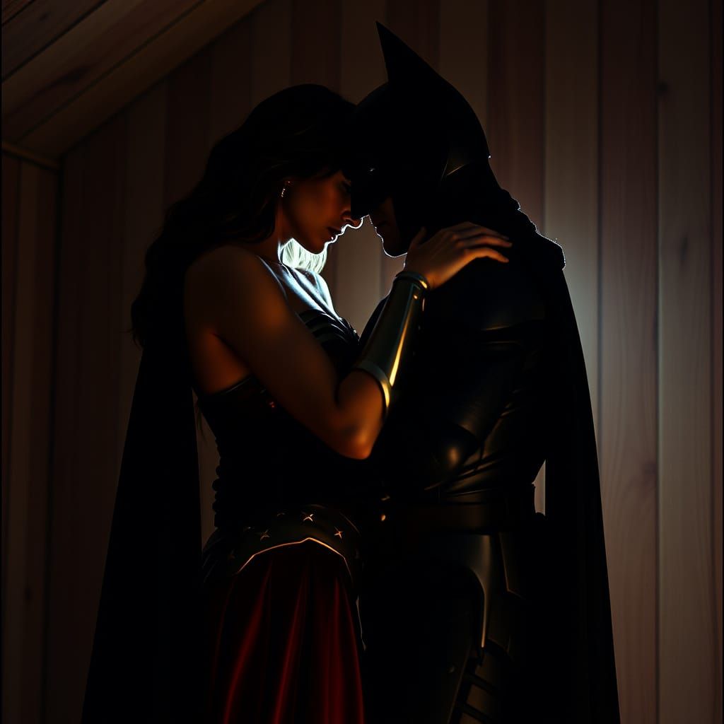 Wonder Woman and Batman Embrace: Cinematic Film St... - AI Art