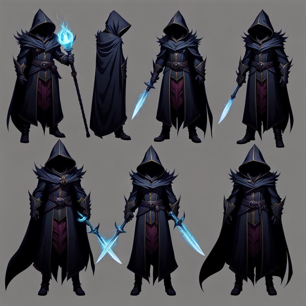 Black hooded dark mage 8k resolution concept art key visual art style ...