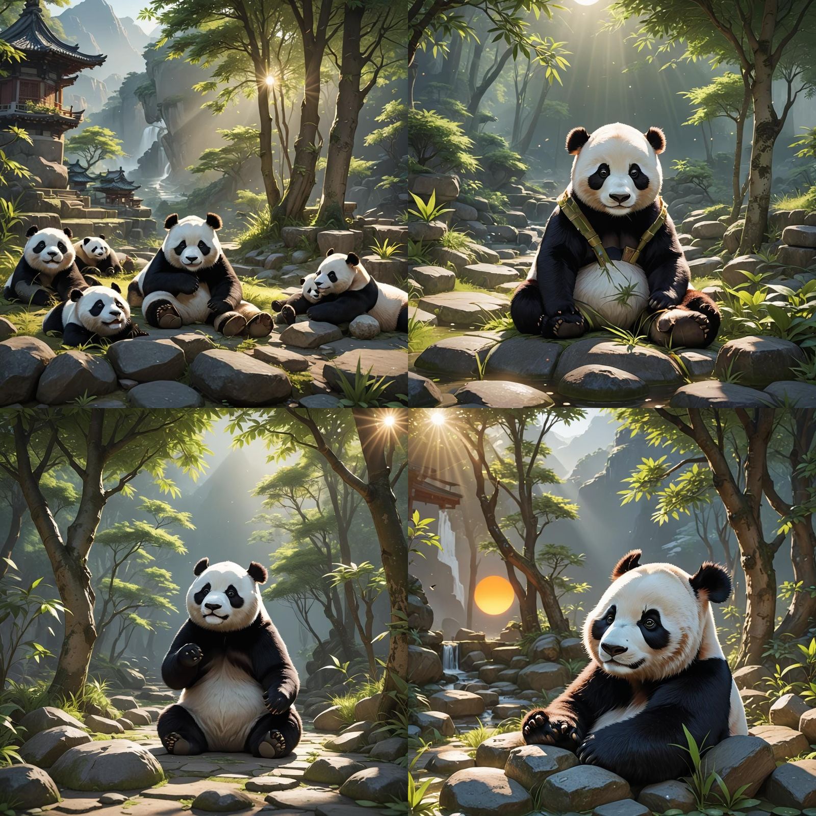 a panda wake up with sun - AI Generated Artwork - NightCafe Creator
