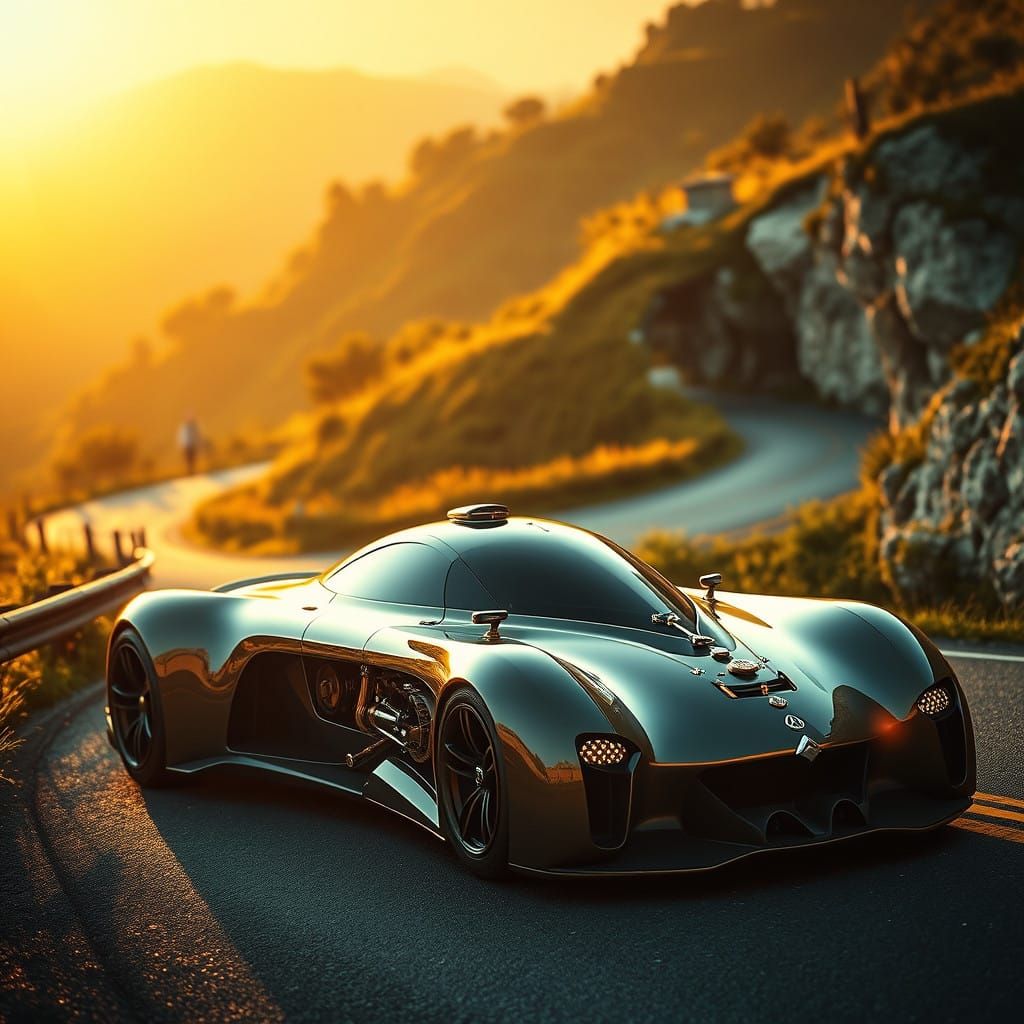 Steampunk-Inspired Citroën SM Hypercar Cruises Auv... - AI Art