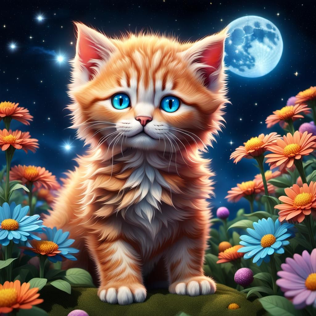 Moon Kitty feels fluffy! - AI Generated Artwork - NightCafe Creator