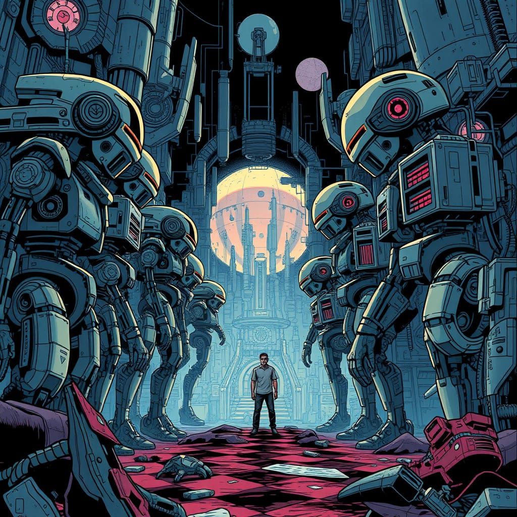 A dystopian future where robots rule the world, and the last remaining ...