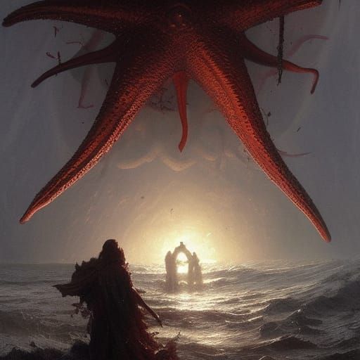 Flying Starfish of the Deepends Ends of Hell - AI Generated Artwork - NightCafe Creator