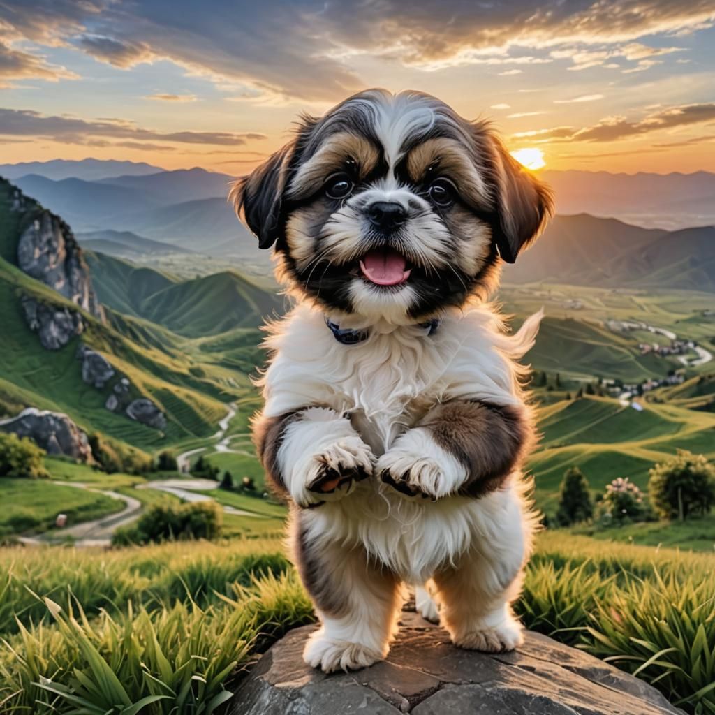 Cute shi tzu wishes you a good day. - AI Generated Artwork - NightCafe ...