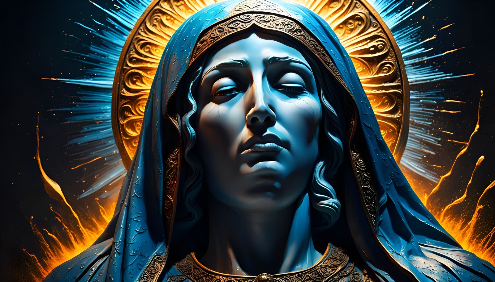 Mother Mary beautiful magical dramatic cinematic lighting chiaroscuro ...