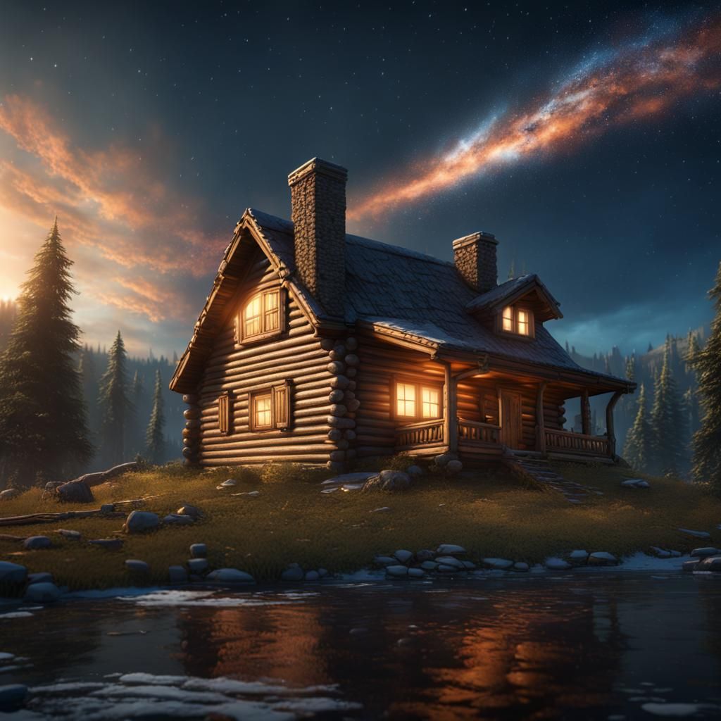 Log Cabin v2 - AI Generated Artwork - NightCafe Creator