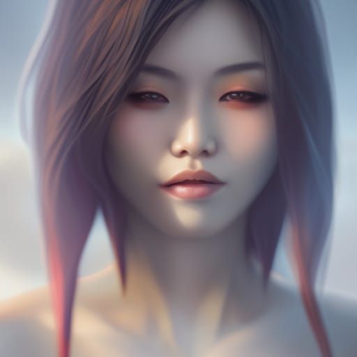 Asian vampire beauty from behind with castle in the foreground - AI ...