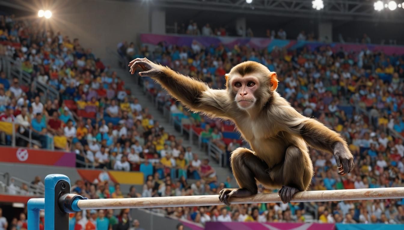 Capuchin Monkey Competing In Gymnastics At The Olympic Games - AI Generated Artwork - NightCafe ...