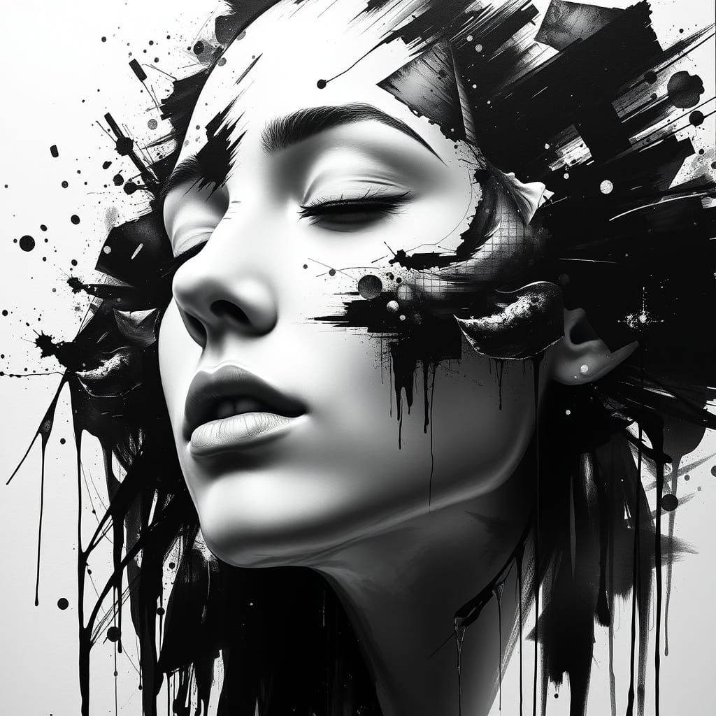 abstract black and white - Surreal Woman Transcending Reali...