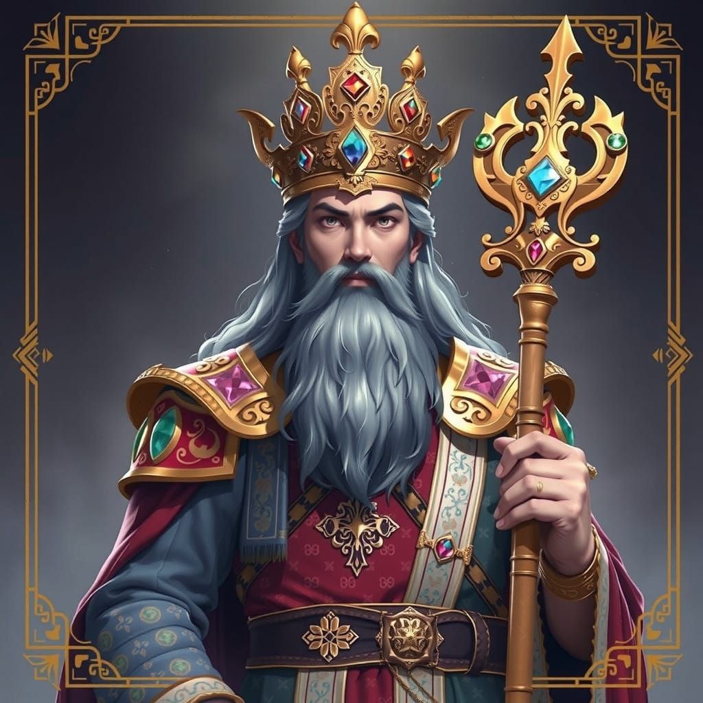 Parthian king - Regal Parthian King in Opulent, Gilded Spl...