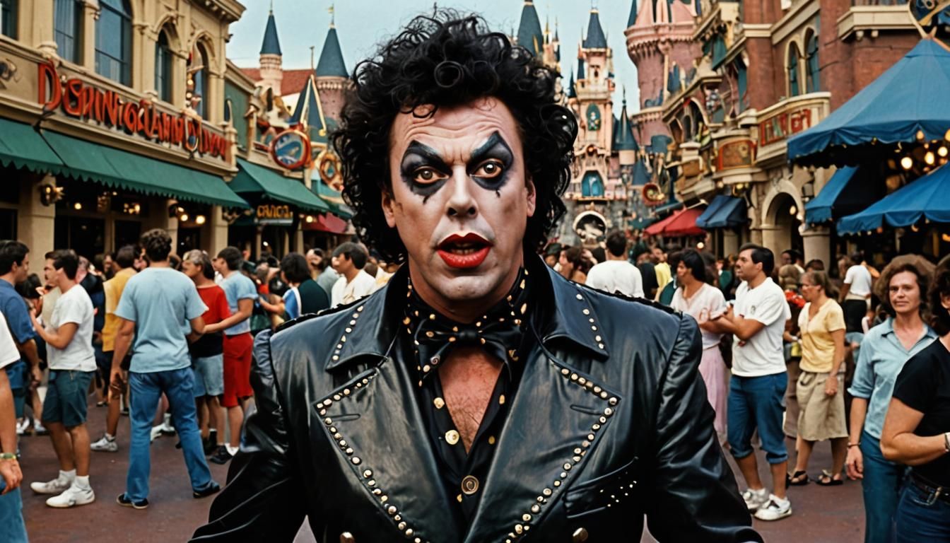 Dr. Frank-N-Furter, unleashing tidal waves of fury in Disneyland. - AI ...