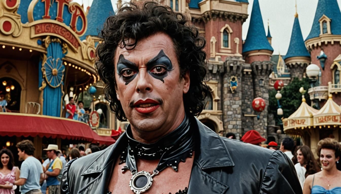 Dr. Frank-N-Furter, unleashing tidal waves of fury in Disneyland. - AI ...