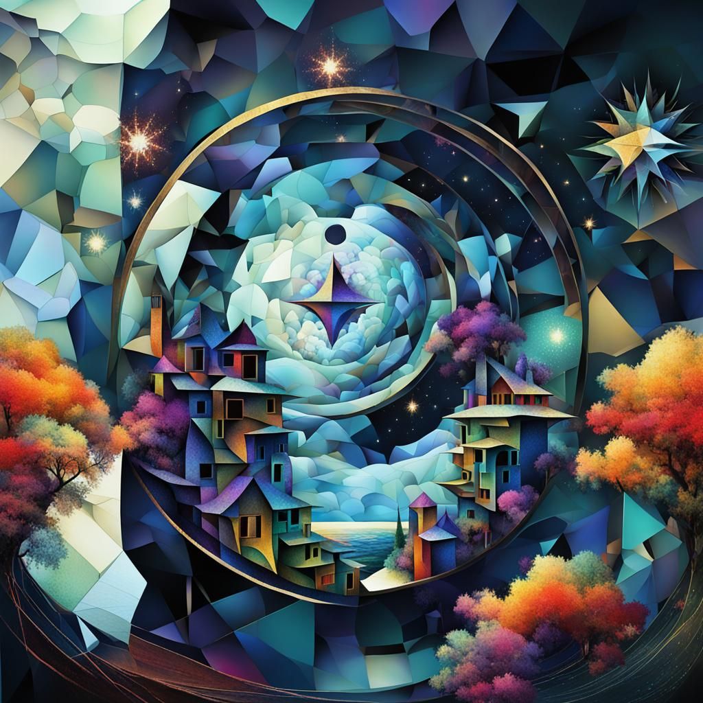 Surreal Cubist Dreamscape | @somniamea - AI Generated Artwork - NightCafe Creator