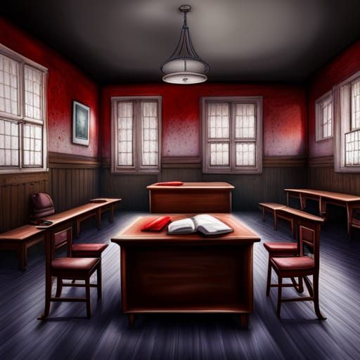 redshift style digital painting of a mysterious creepy bloodstained ...