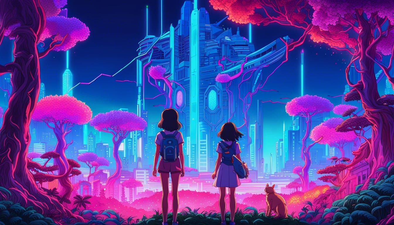 "fantasy world" neon synthwave anime - AI Generated Artwork - NightCafe ...