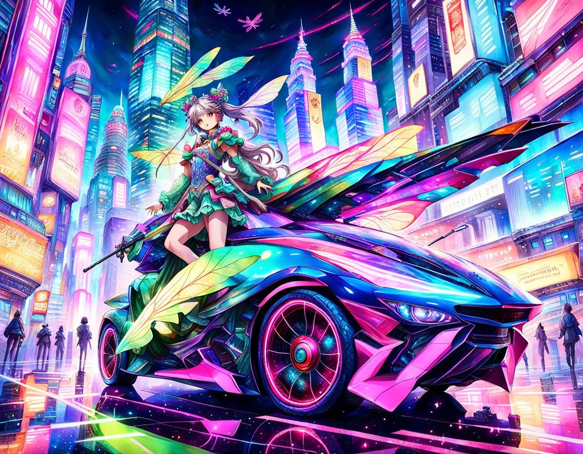 (Insanely detailed epic anime poster art of a cute magical girl wears a ...