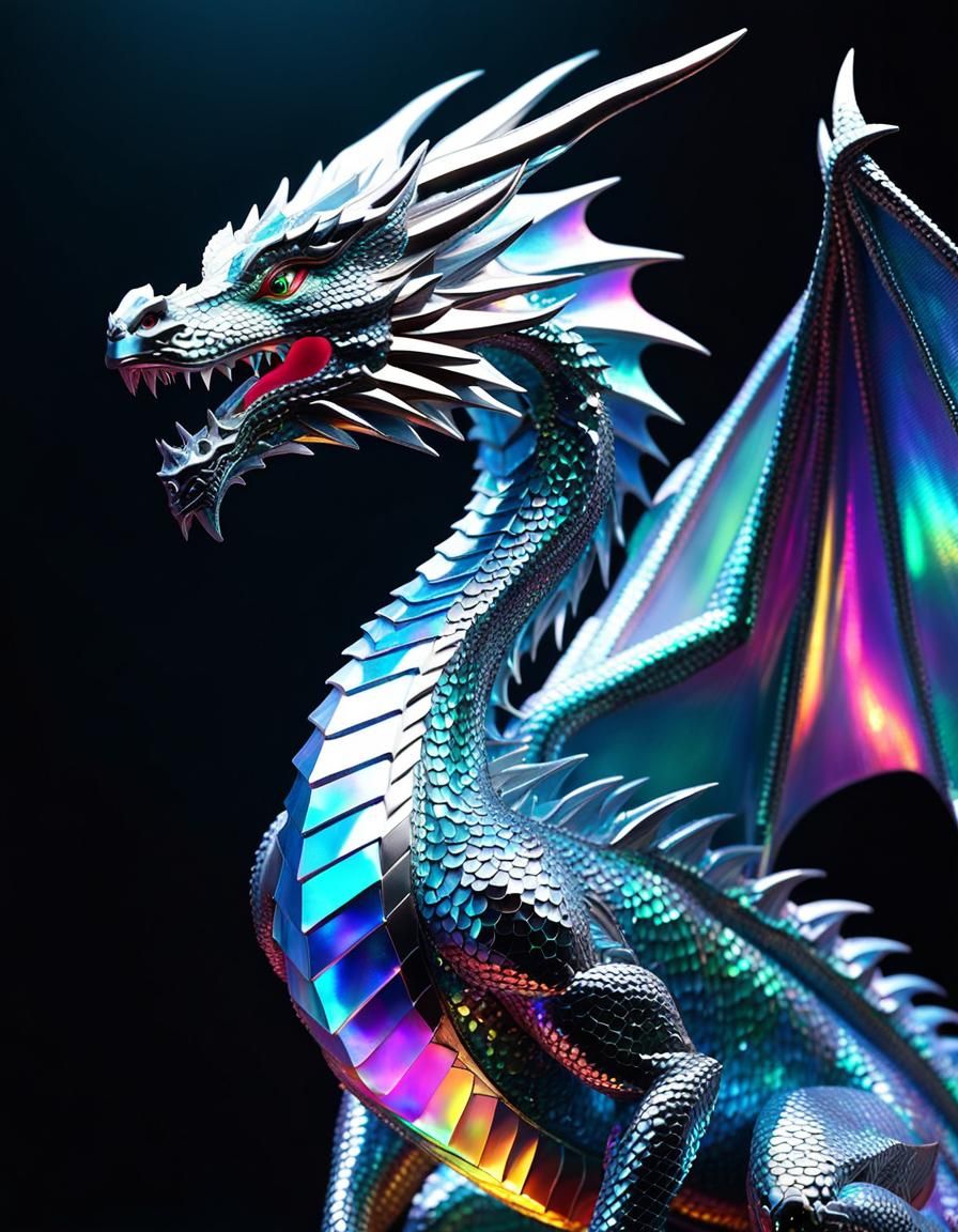 Holographic Dragon - AI Generated Artwork - NightCafe Creator