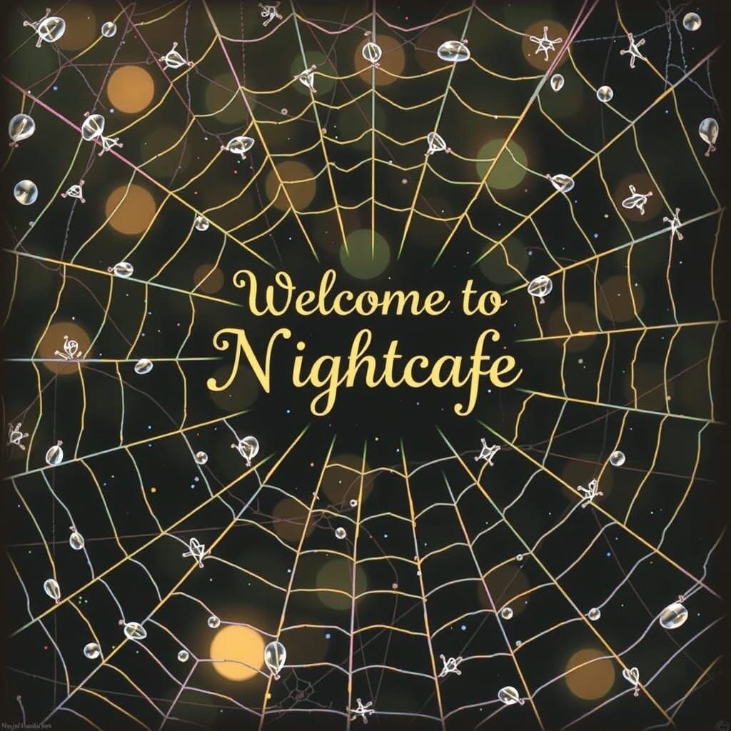 Whimsical Spider Web in Night Sky with Dreamy High... - AI Art