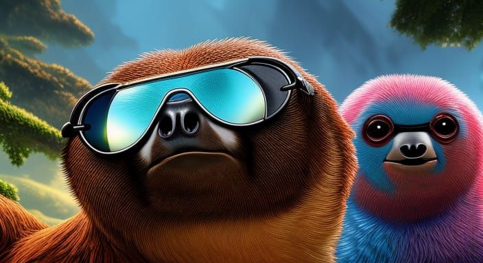 DJ Sloth with his girlfriend - AI Generated Artwork - NightCafe Creator