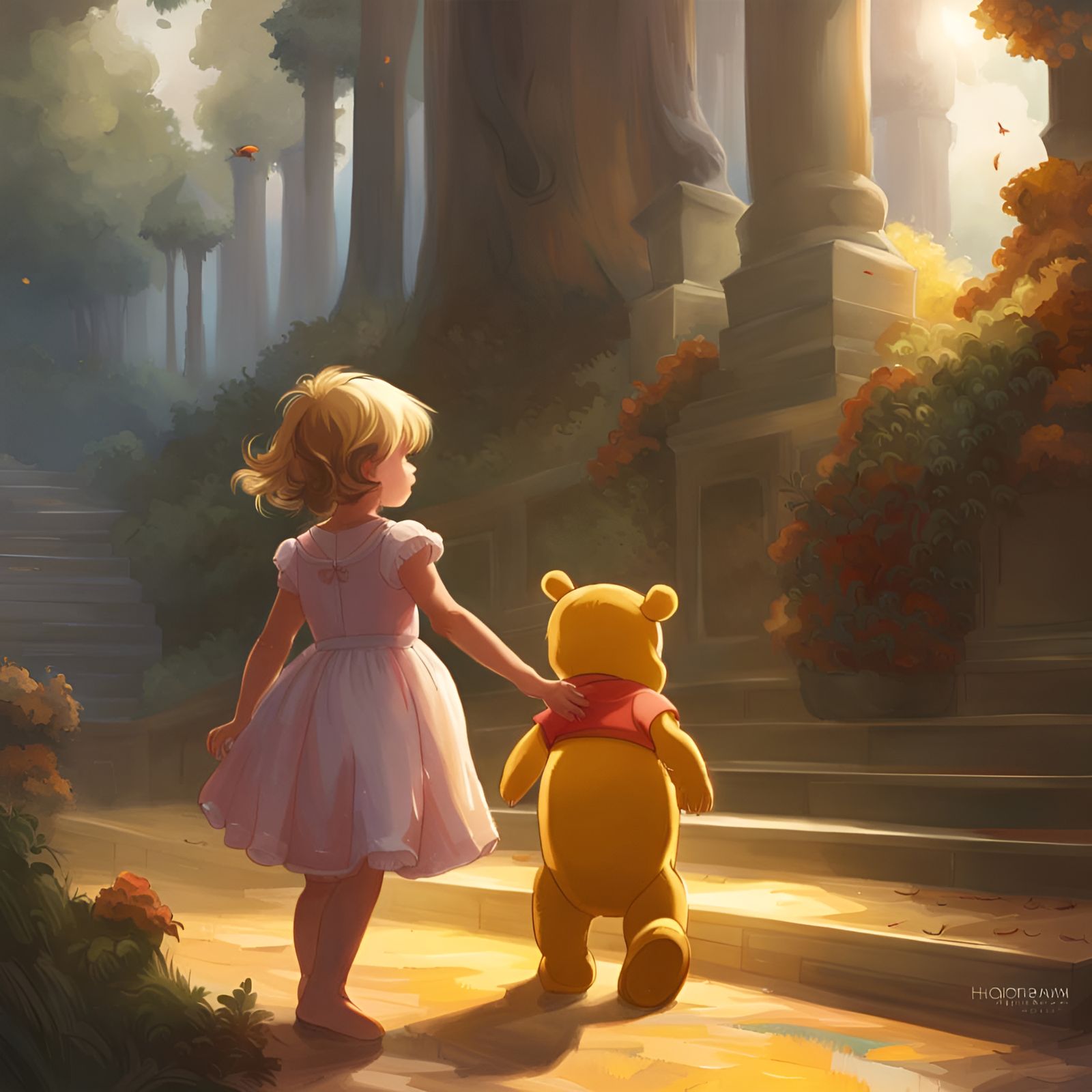 Exploring with Pooh Bear 🐻🎈 #1 - AI Generated Artwork - NightCafe Creator