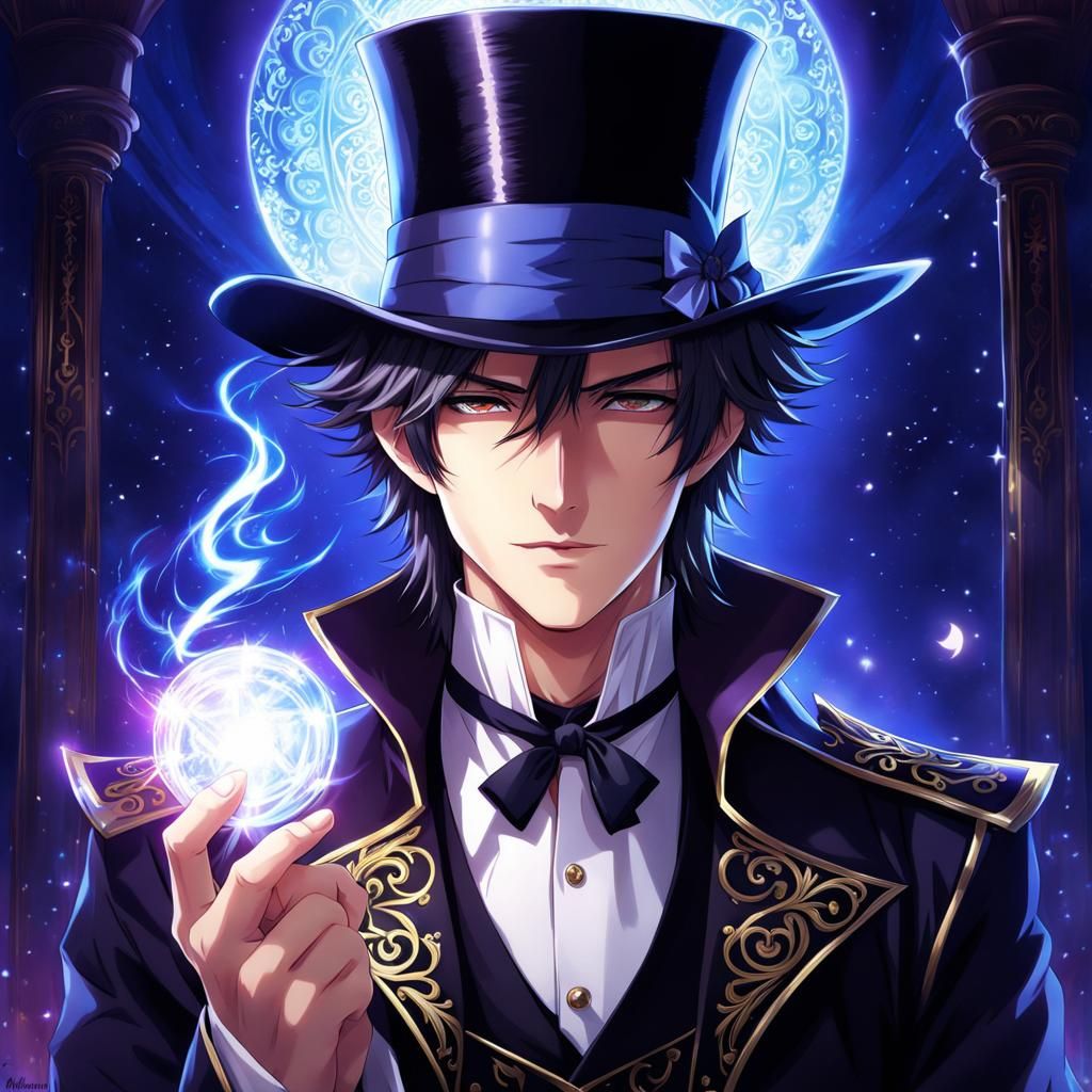 a (male magician:1), (head and shoulders portrait:1), (trending on ...