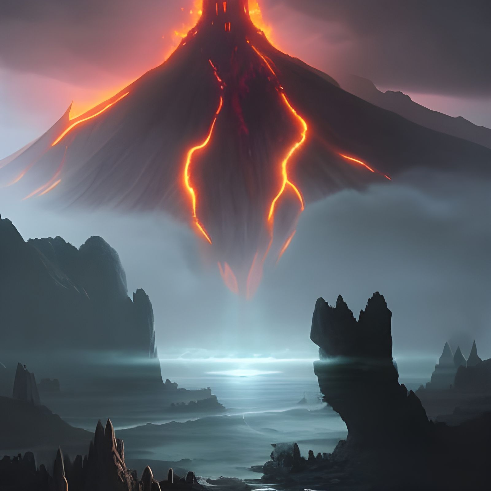 Lava Meets Water - AI Generated Artwork - NightCafe Creator