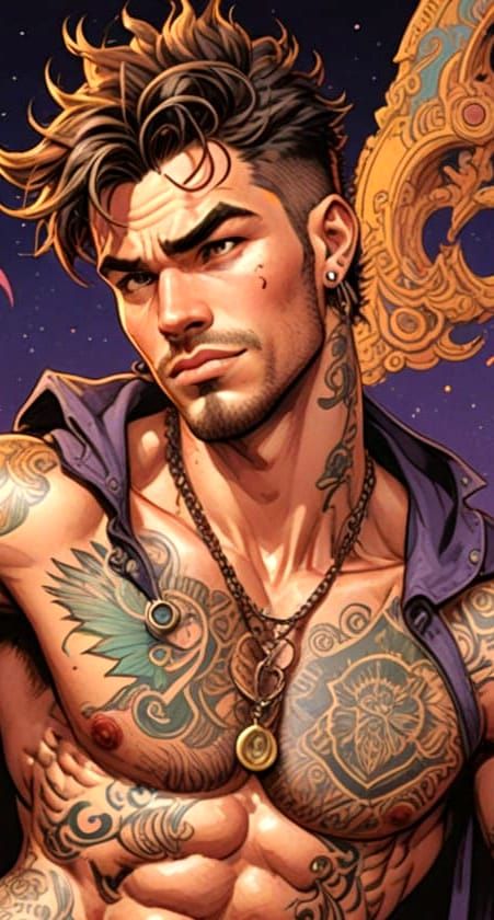 Angsty Fantasy Punk Hero in Vibrant Comic Art Styl... - AI Art