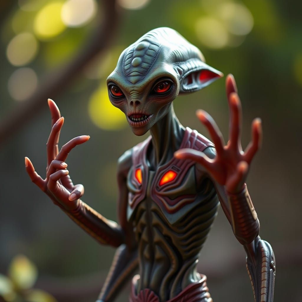 Galactic Hybrid Alien with Four Arms - AI Art