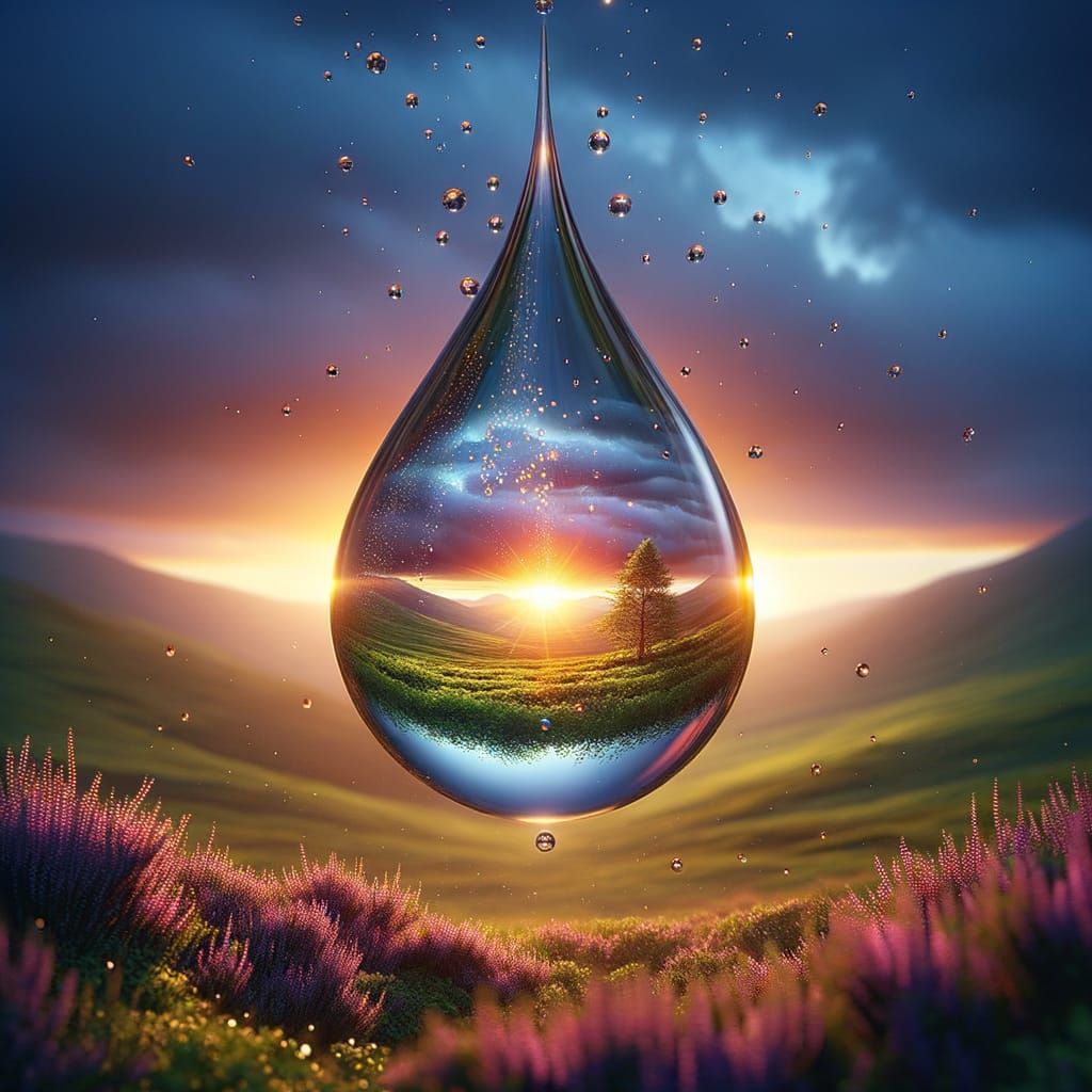Scottish Sunset raindrop - AI Generated Artwork - NightCafe Creator