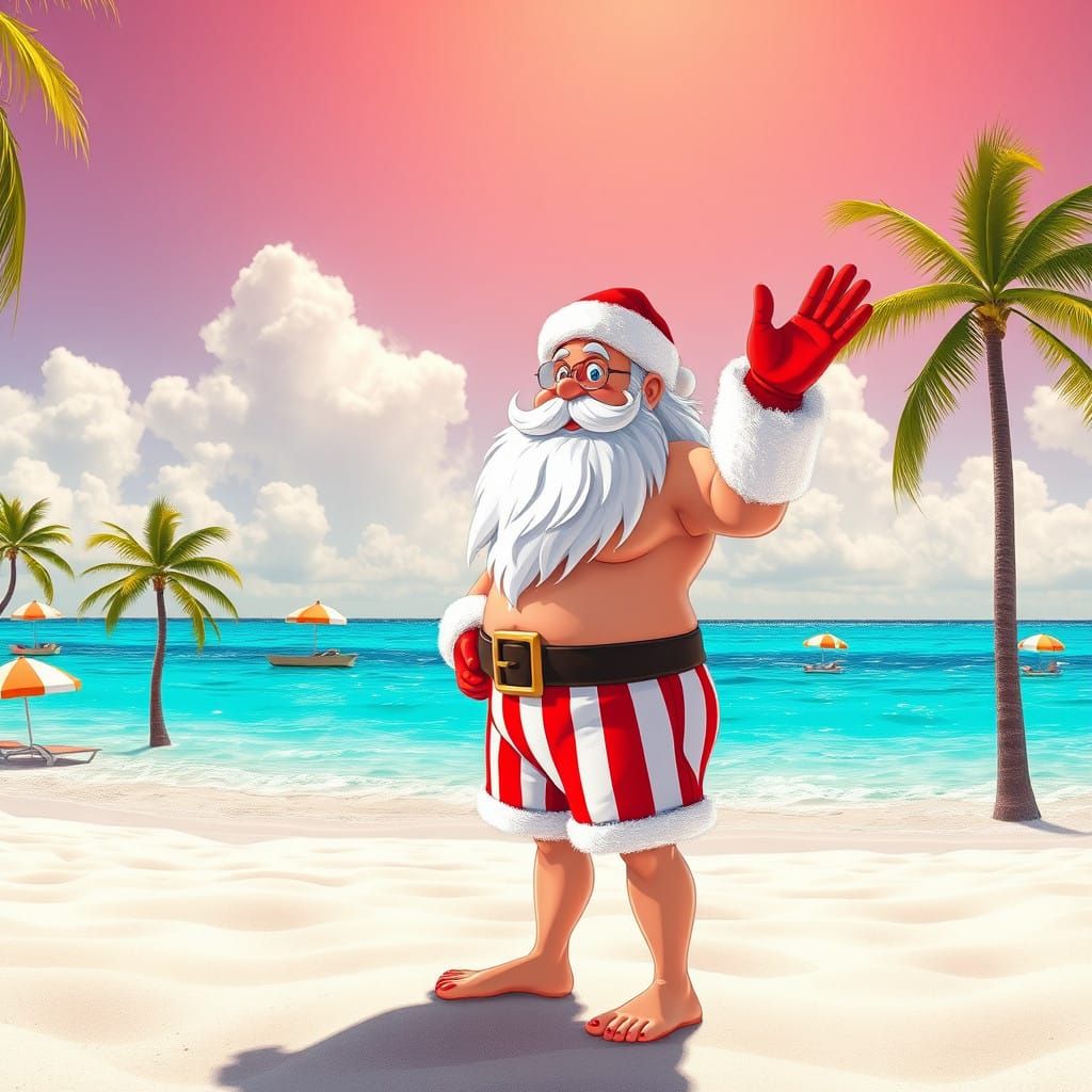 santa claus in swimming trunks - Jolly Santa Soaks Up the ...