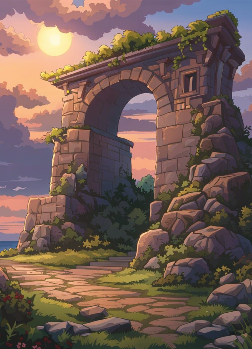 stone arch gate - AI Generated Artwork - NightCafe Creator