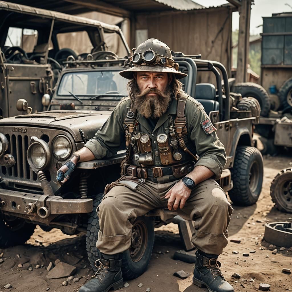 Günther Musk, genius post-apocalyptic dwarf mechanic! - AI Generated ...