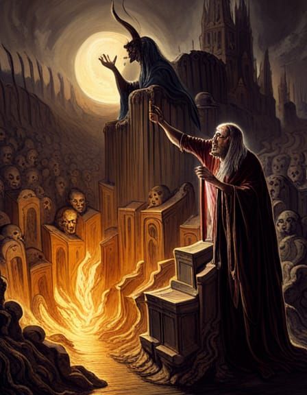 Lucifer at the gates of Hell horror Gustave Doré Greg Rutkowski - AI ...