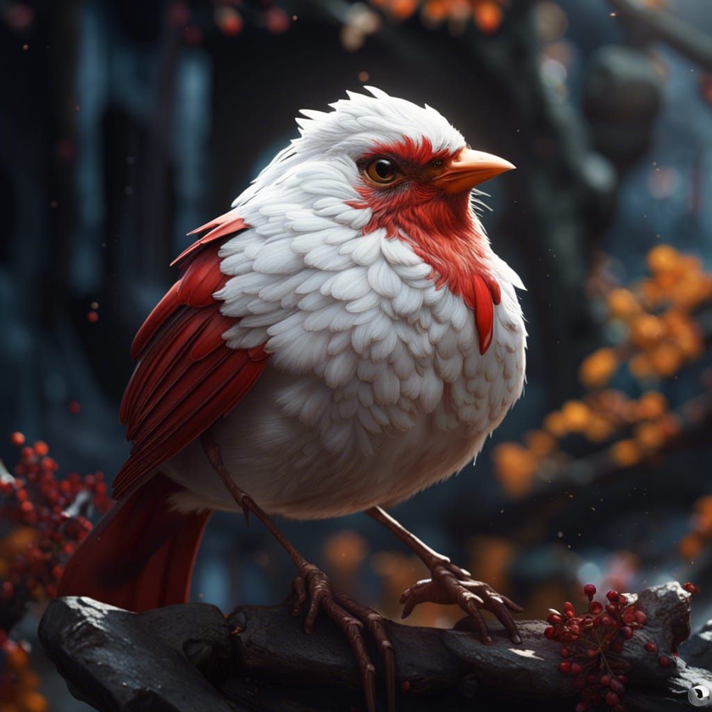 Albino robin/ cardinal mash up close - AI Generated Artwork - NightCafe ...