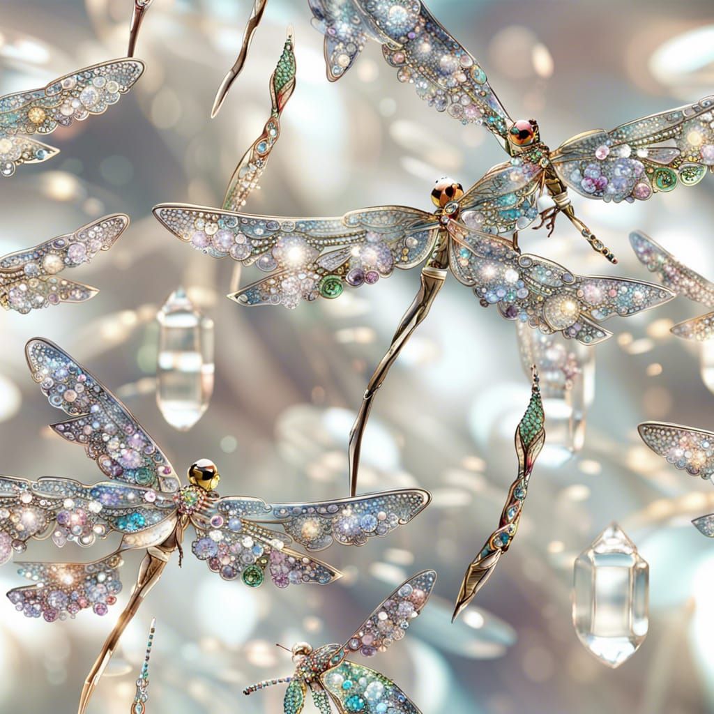 Crystal dragonflies - AI Generated Artwork - NightCafe Creator