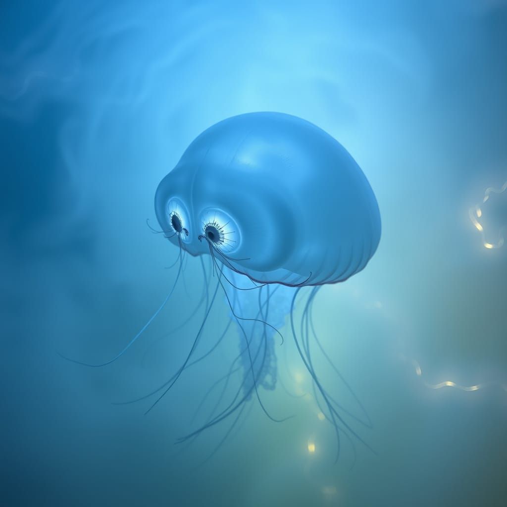Jellyfish - Luminous Lantern Jellyfish in Electric Fog
