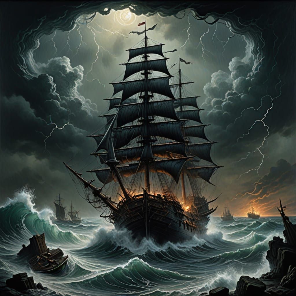 A colossal, serpentine sea monster, its twisted, gnarled body a mass of ...