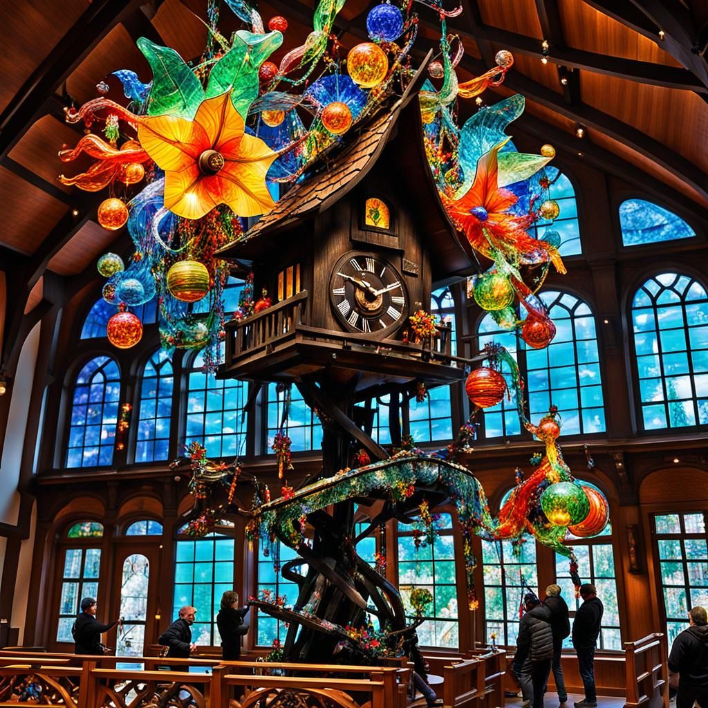 The fantastic birdhouse - Surreal Glass Clock Tower in a Fa...