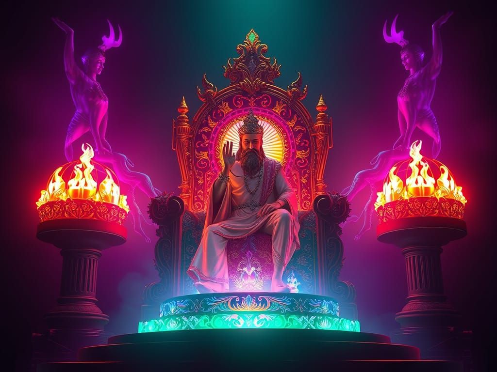 Hana Tua Momo - Majestic God on a Neon Throne